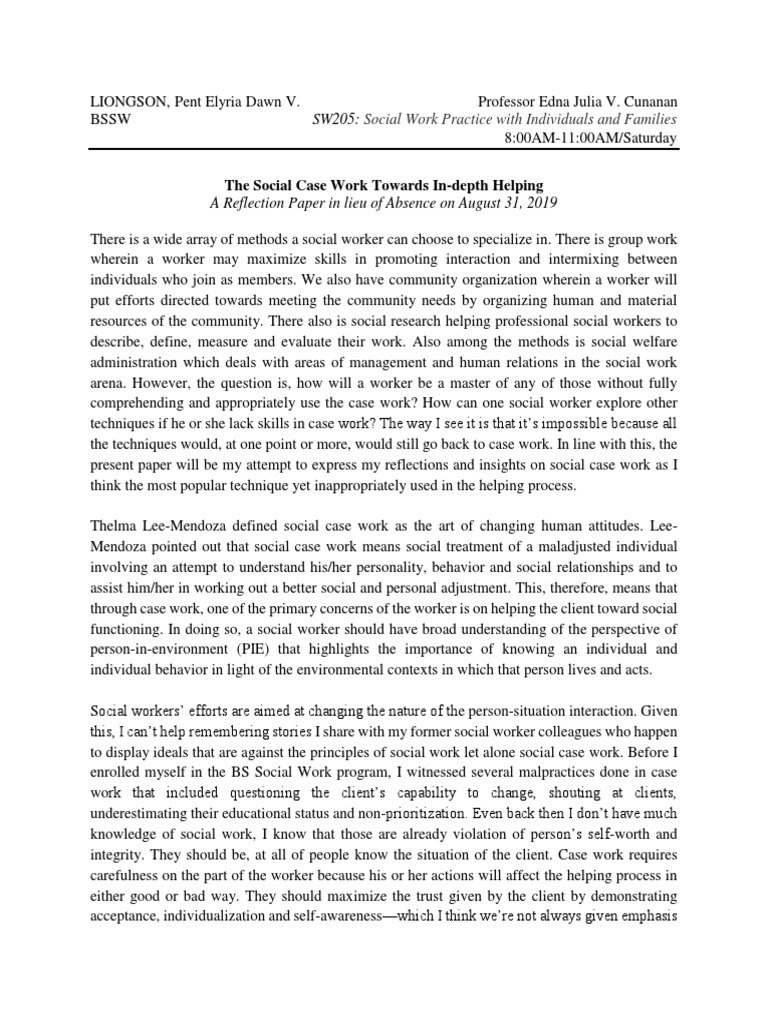 The Social Case Work Toward In-Depth Helping | PDF | Social Work ...