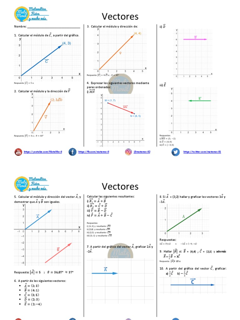 Vectores - Ejercicios Resueltos PDF | Vector Euclidiano | Triángulo
