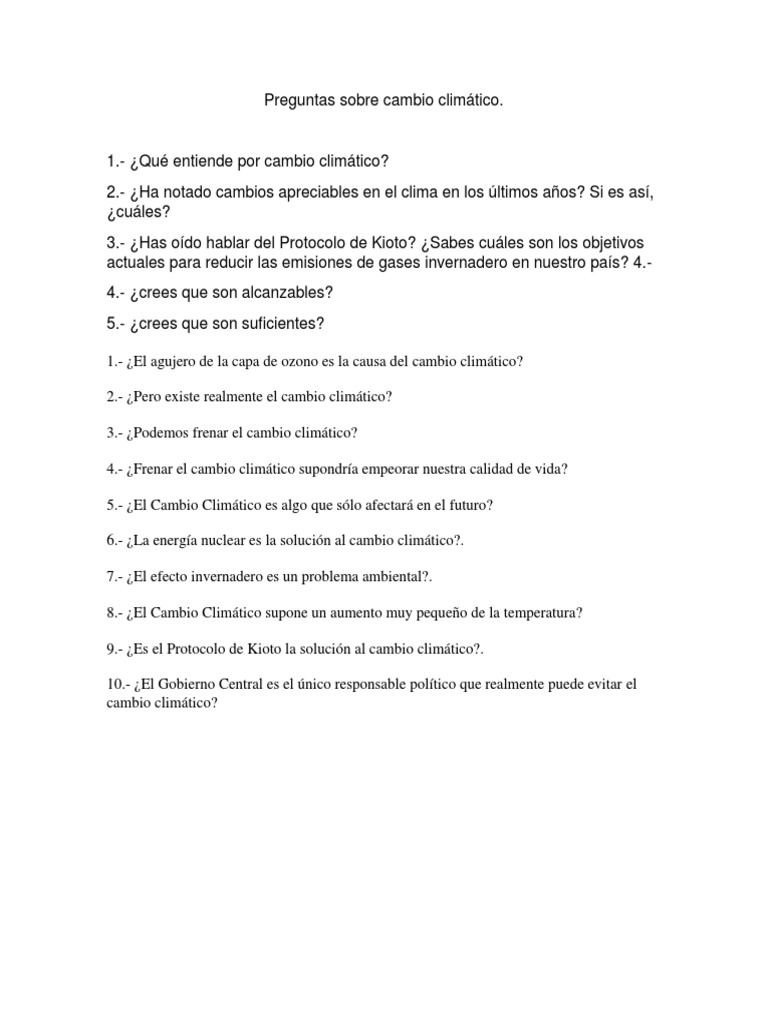 Entrevista Cambio Climatico | PDF | Cambio climático | Efecto invernadero