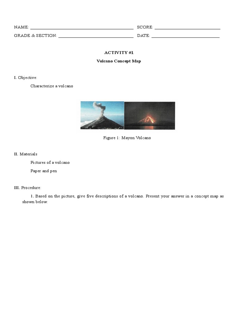 Activity 1: Volcano Concept Map | PDF