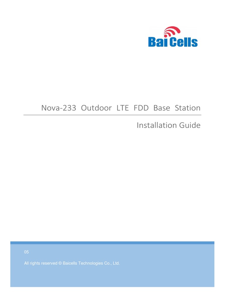 Baicells Nova-233 Outdoor LTE FDD Base Station Installation Guide-05-RH | PDF | Electrical ...