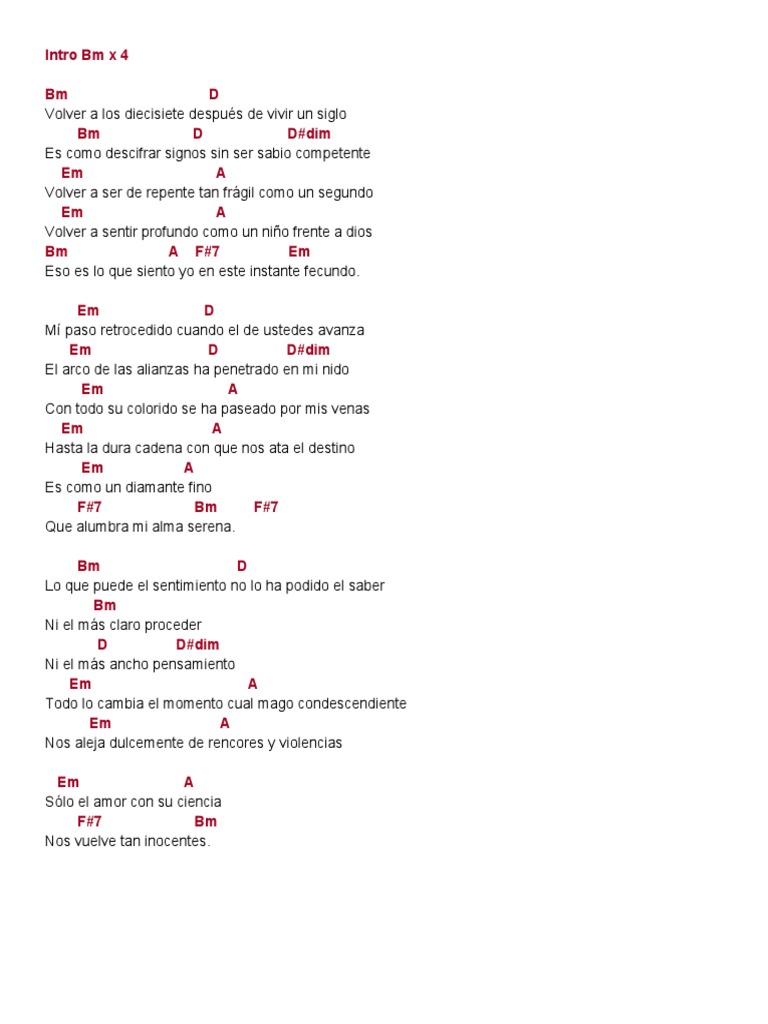 Volver A Los 17 Letra y Acordes | PDF