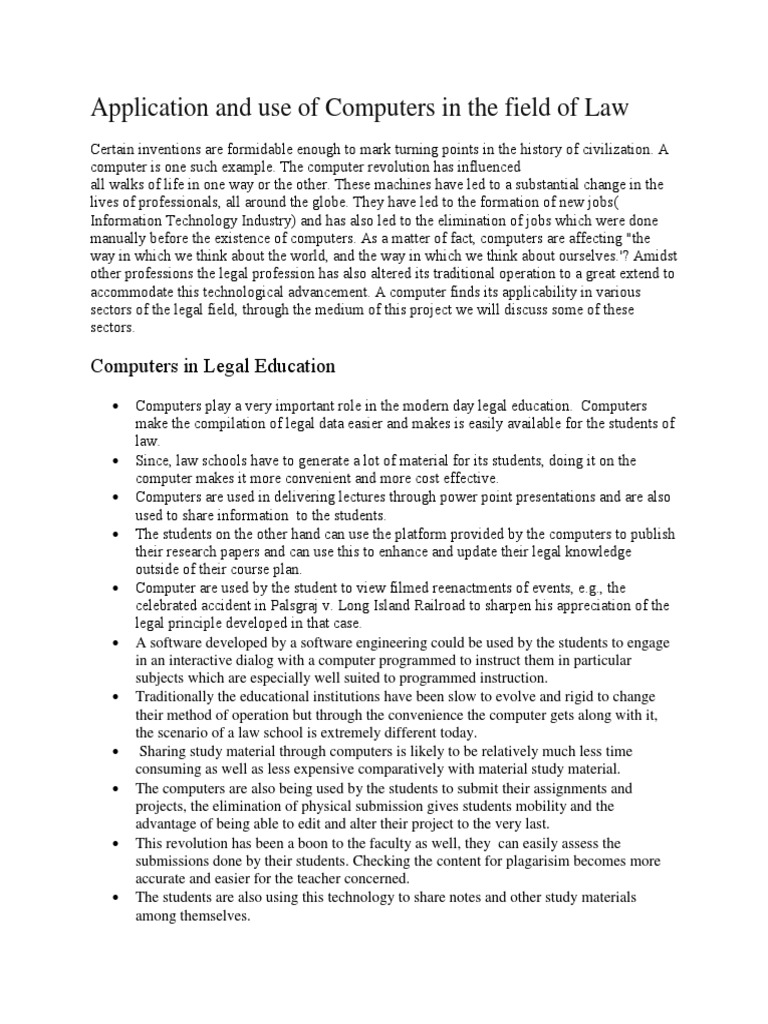 Computers Transform Legal Education, Research and Practice | PDF ...