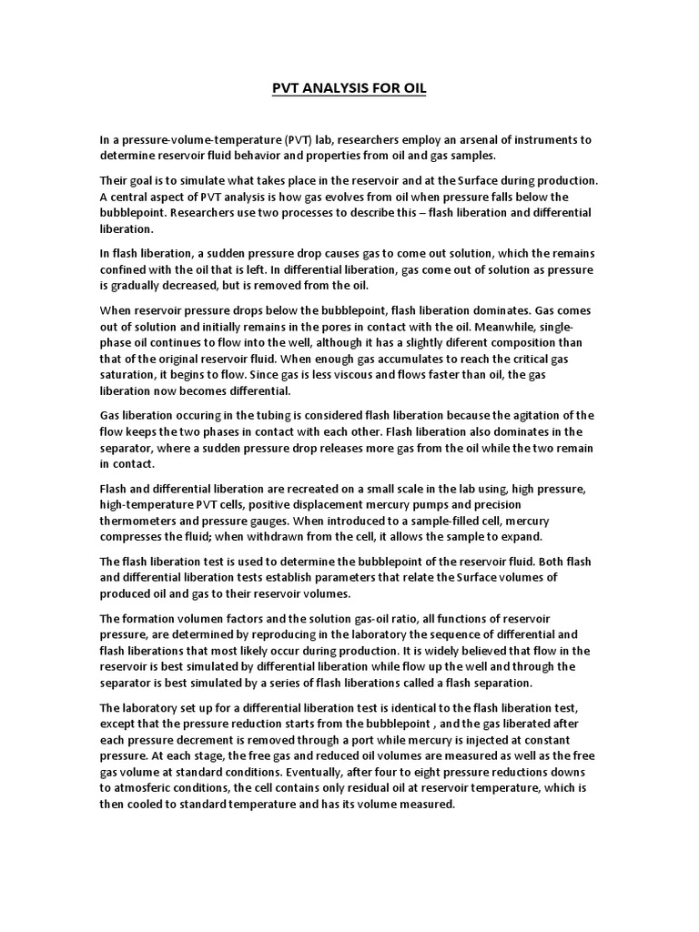 PVT Analysis For Oil English | PDF | Petroleum Reservoir | Gases
