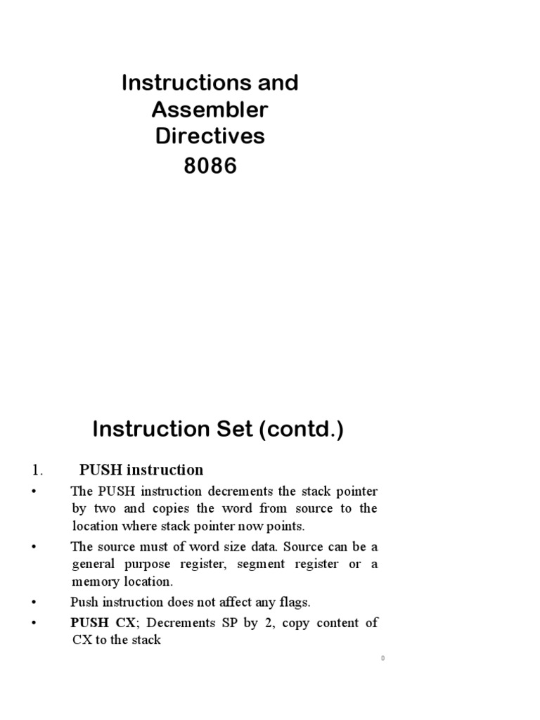 Instructions Assembler Directivesppt | PDF | Assembly Language | Pointer (Computer Programming)