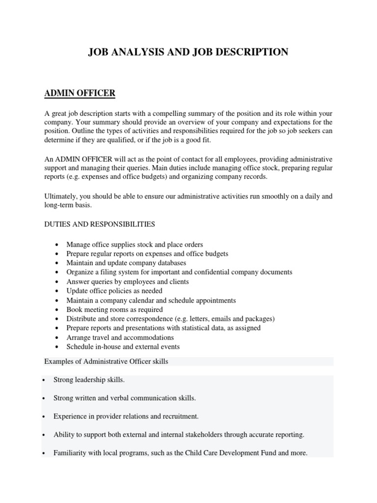 Job Analysis and Description | PDF | Regulatory Compliance | Risk ...