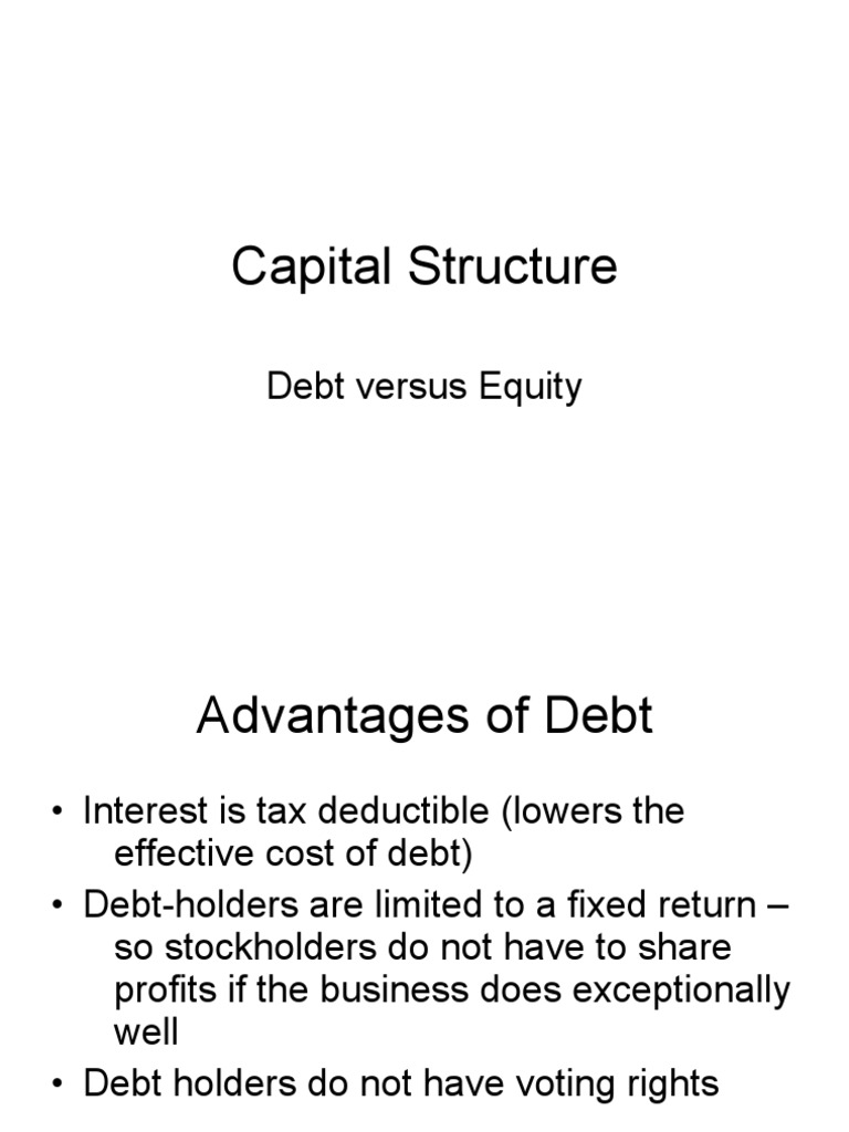 Capital Structure: Debt Versus Equity | PDF
