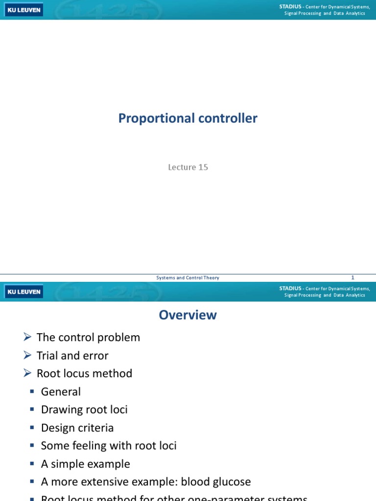 Lecture 15 - Proportional Controller PDF | PDF | Control Theory | Complex Number