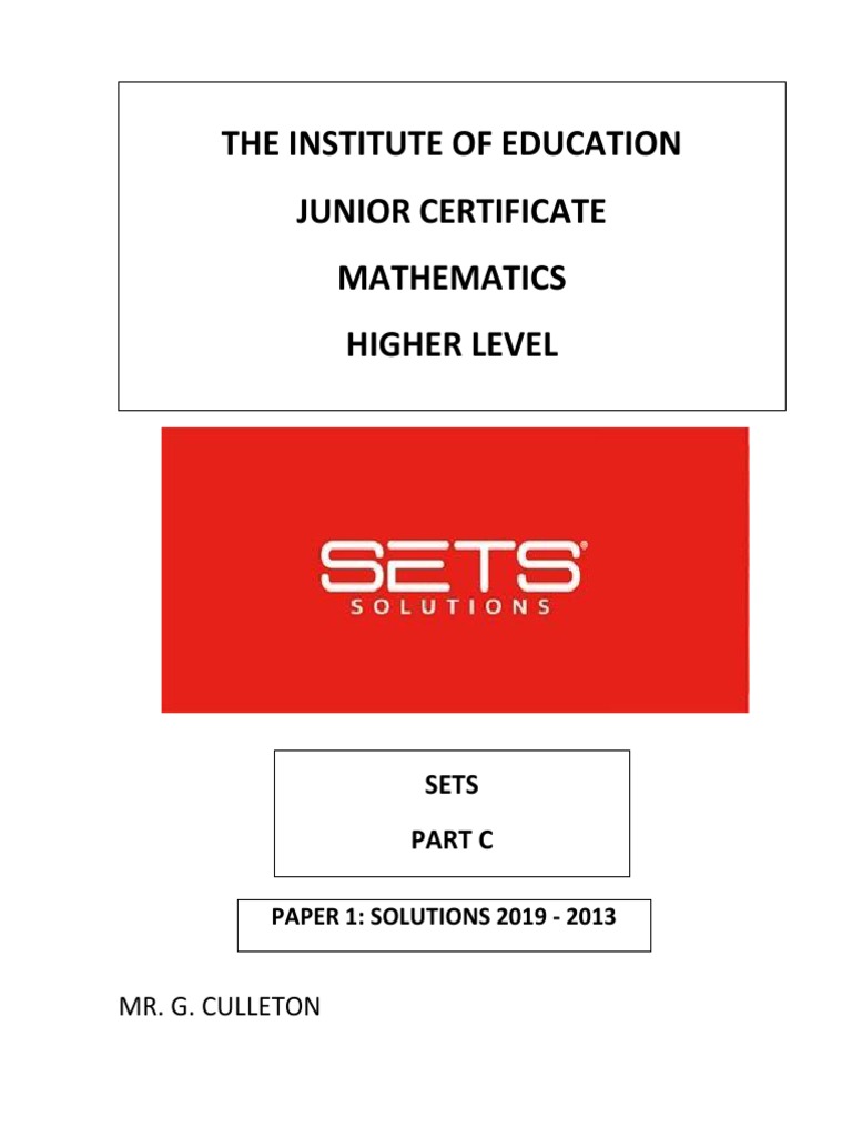 The Institute of Education Junior Certificate Mathematics Higher Level ...