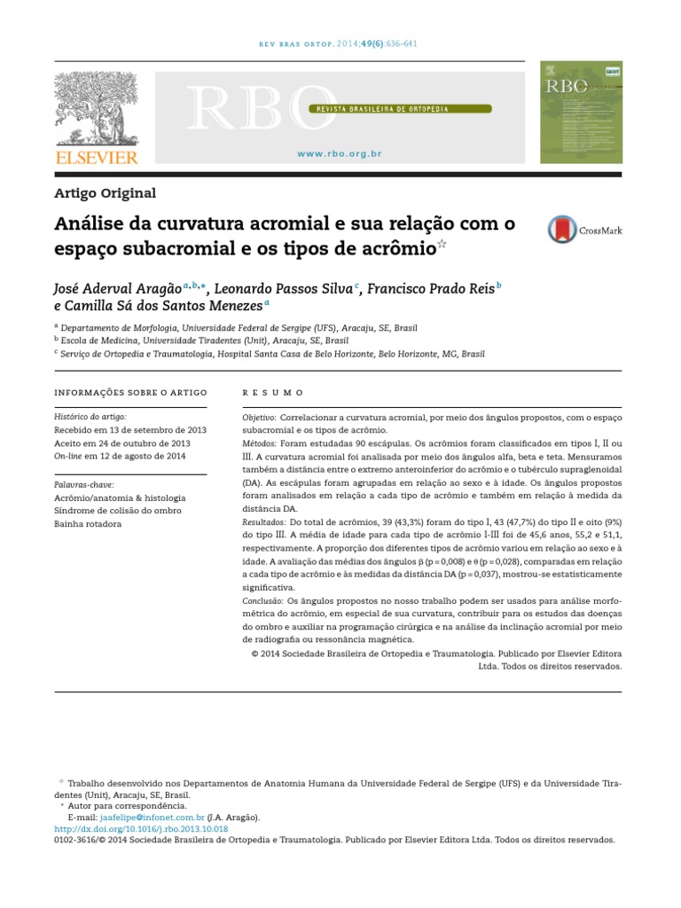 Tipos de Acromio, Bigliani | PDF | Humano | Science