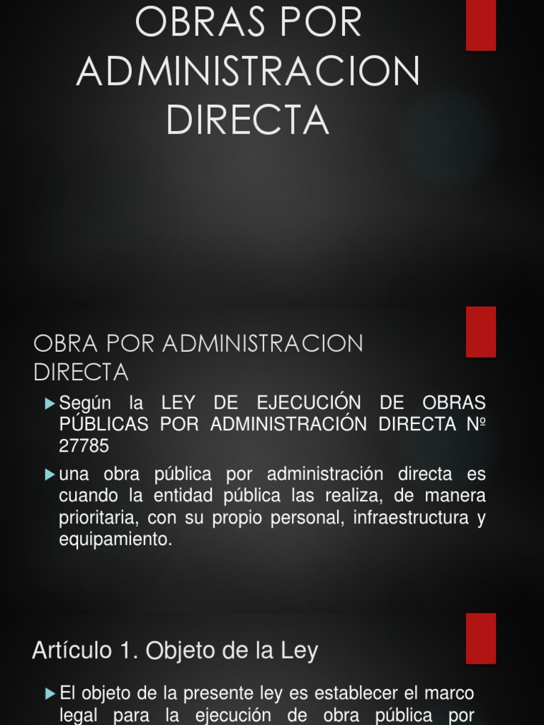 OBRAS POR ADMINISTRACION DIRECTA - pptxFINAL | PDF | Administración Pública | Presupuesto
