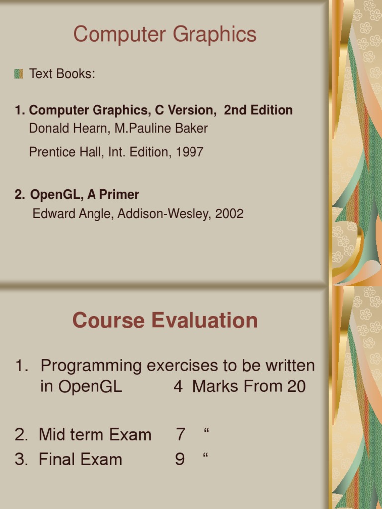 Computer Graphics Course Overview | PDF | Computer Graphics | 3 D ...