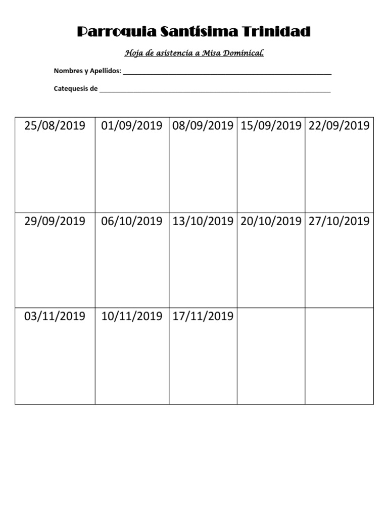 Asistencia A Misa Dominical | PDF