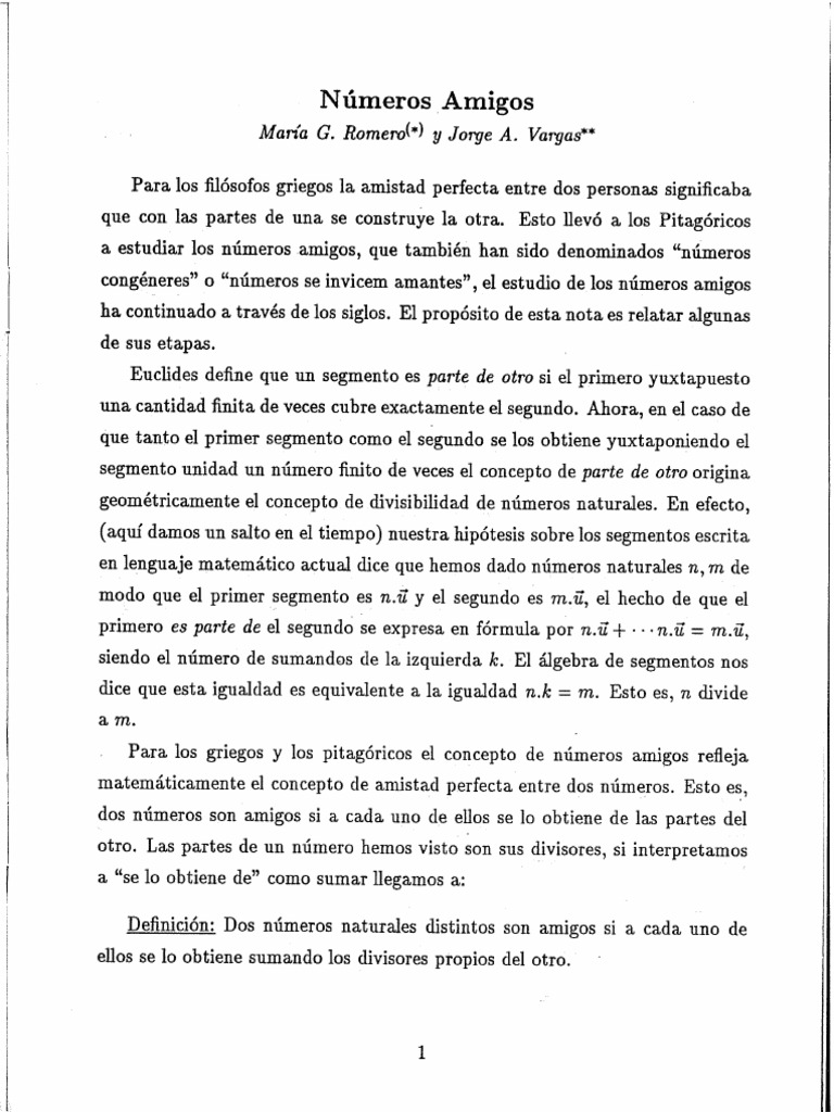 Números Amigos: Definición y Ejemplos | PDF | Número primo | Números