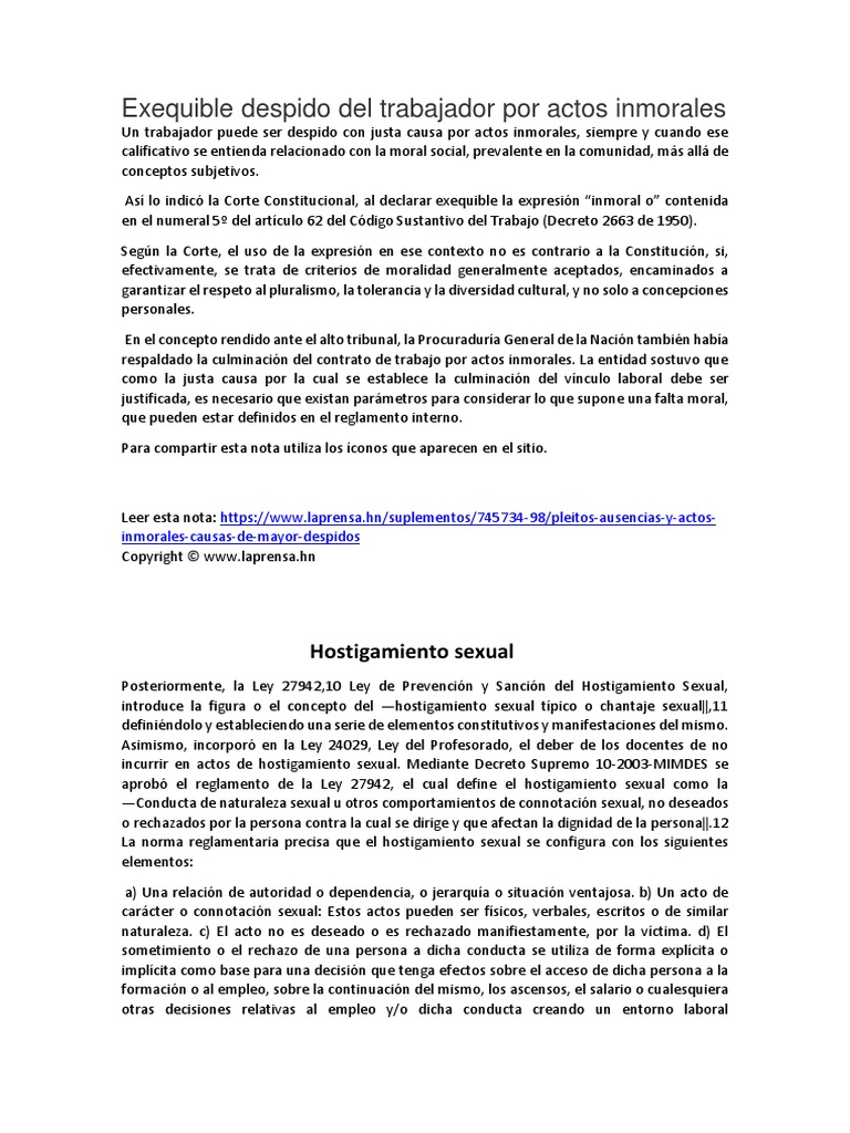 Actos Inmorales | PDF | Acoso | Moralidad