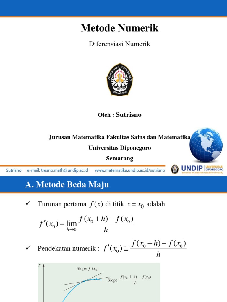 Metode Numerik - Diferensiasi Numerik PDF | PDF