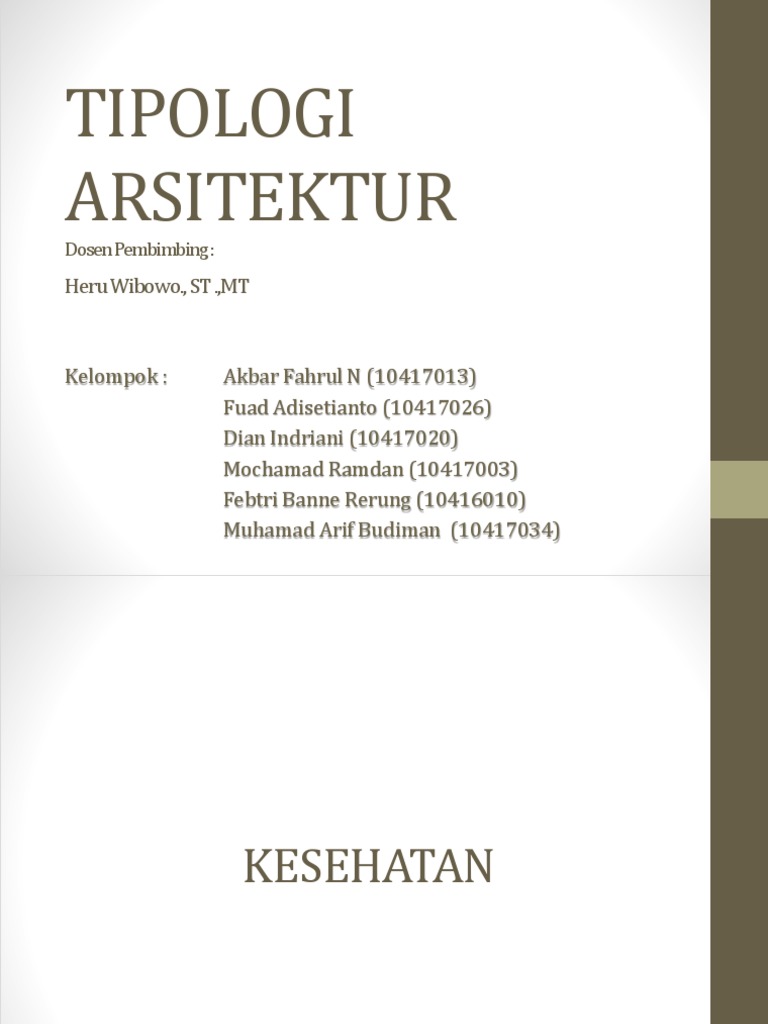 Tipologi Arsitektur (Bangunan Kesehatan Dan Residensial) | PDF