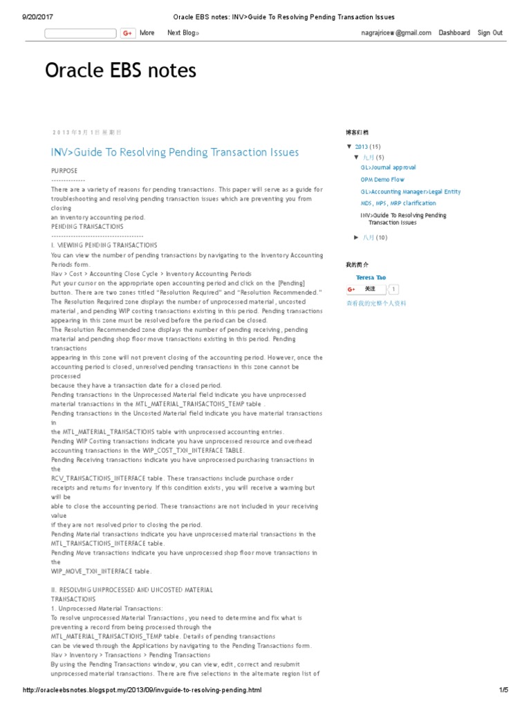 Resolving Pending Transactions in Oracle EBS | PDF | Database Transaction | Databases
