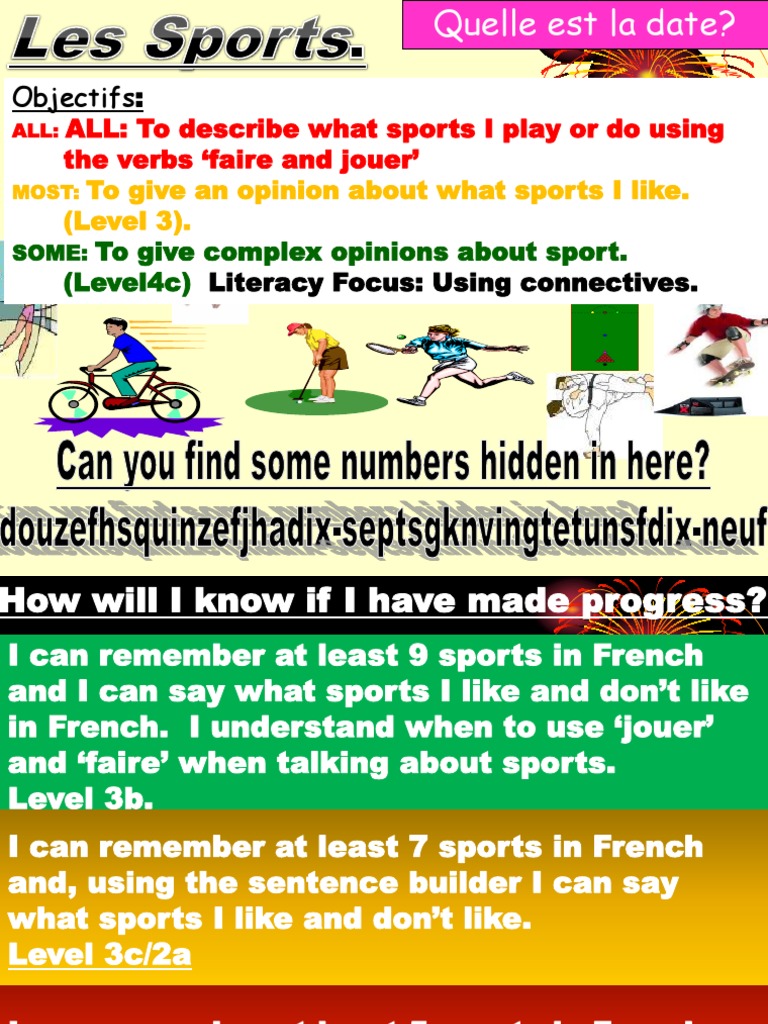 ALL: To Describe What Sports I Play or Do Using The Verbs Faire and ...
