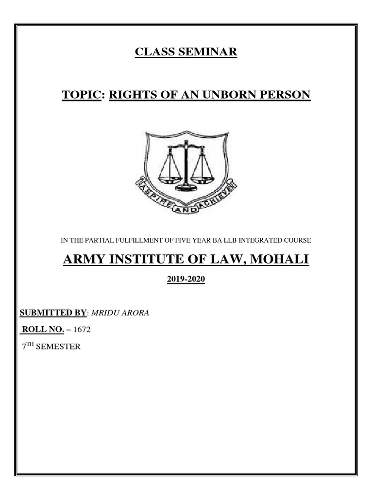 Class Seminar: Army Institute of Law, Mohali | PDF | Abortion | Fetus