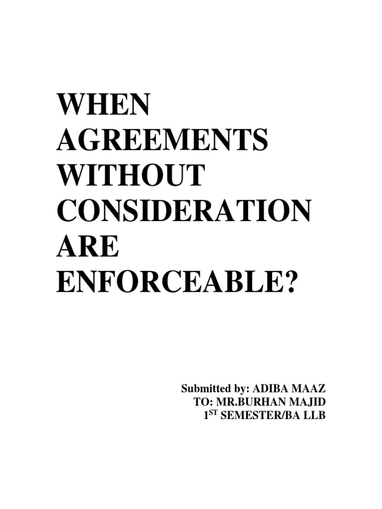 When Agreements Without Consideration Are Enforceable | PDF ...