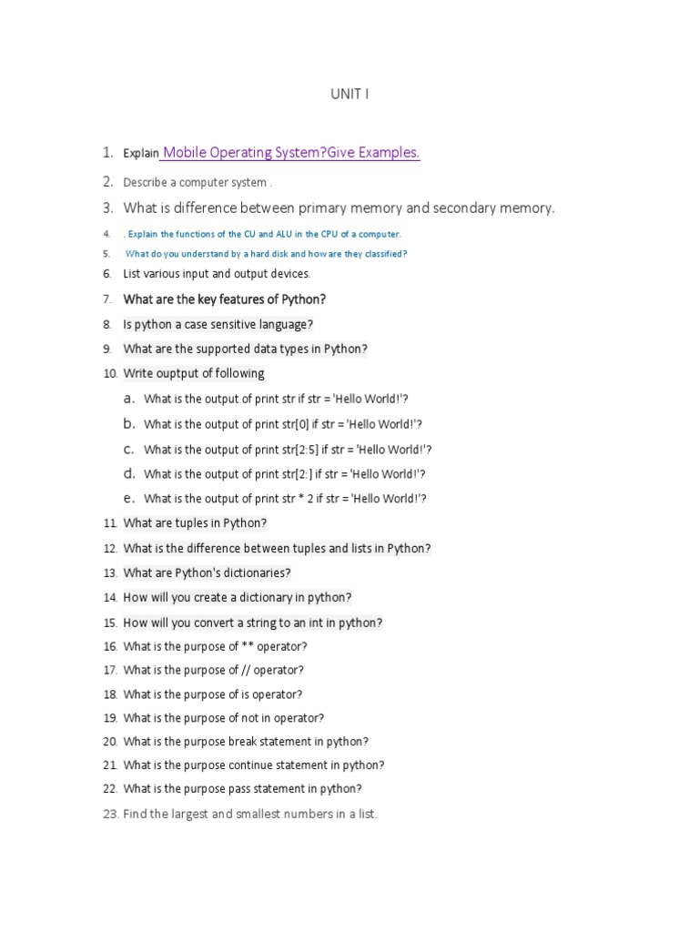 Python Question Bank | PDF | Boolean Data Type | Input/Output
