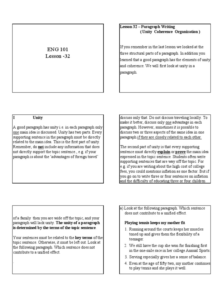 English Eng 101 Lesson 32 | PDF | Weight | Paragraph