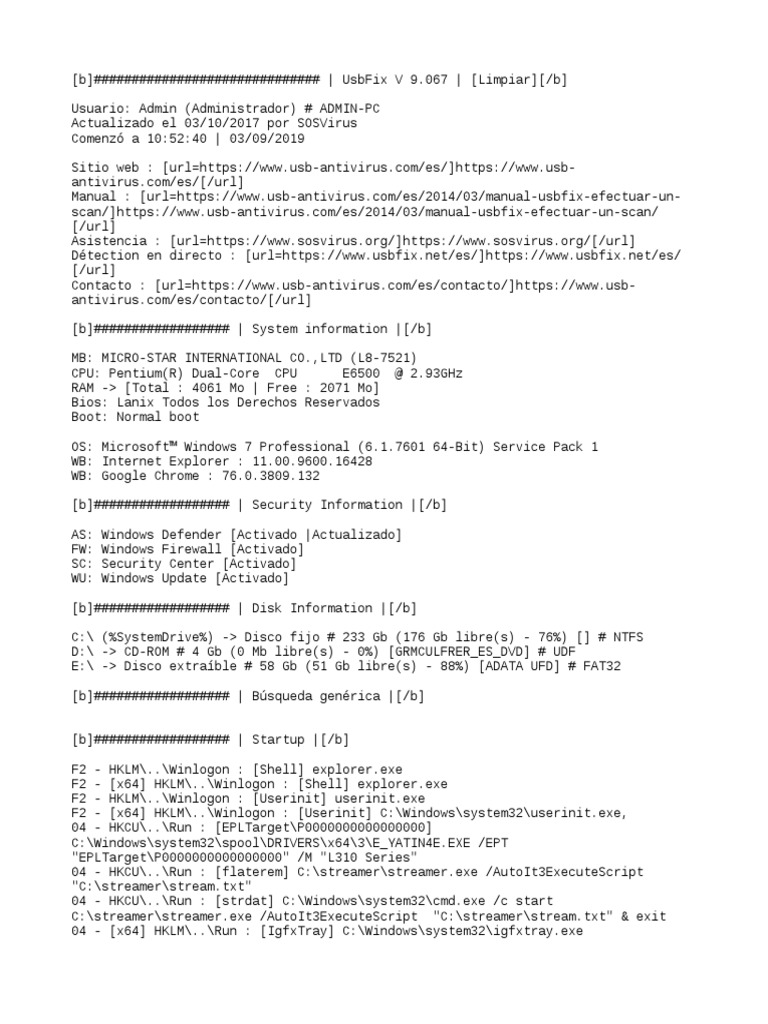 UsbFix Report | PDF | Computer Related Introductions | Computing