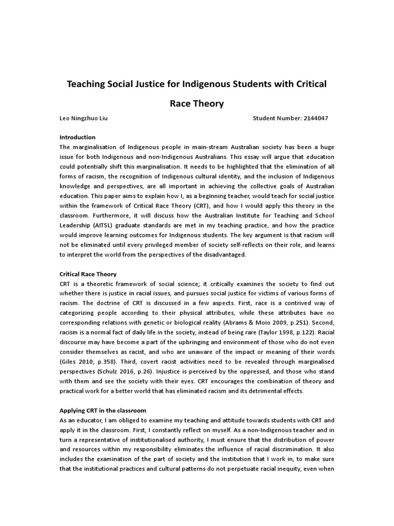 Teaching Social Justice For Indigenous Students With Critical Race ...