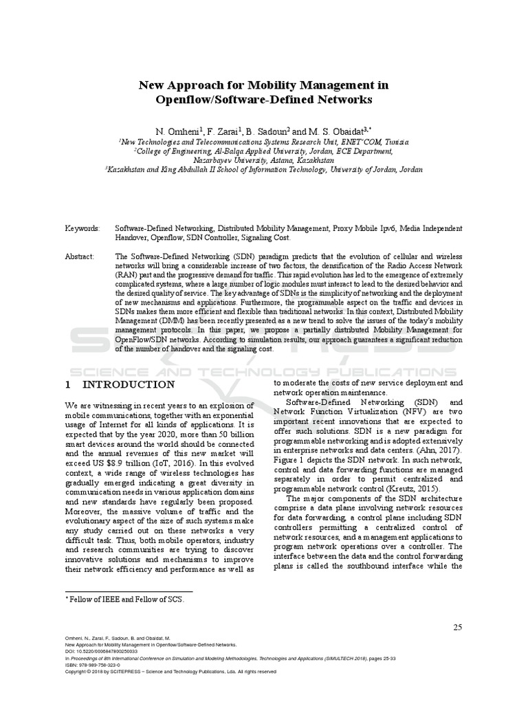 New Approach For Mobility Management in Openflow/Software-Defined Networks | PDF | Computer ...
