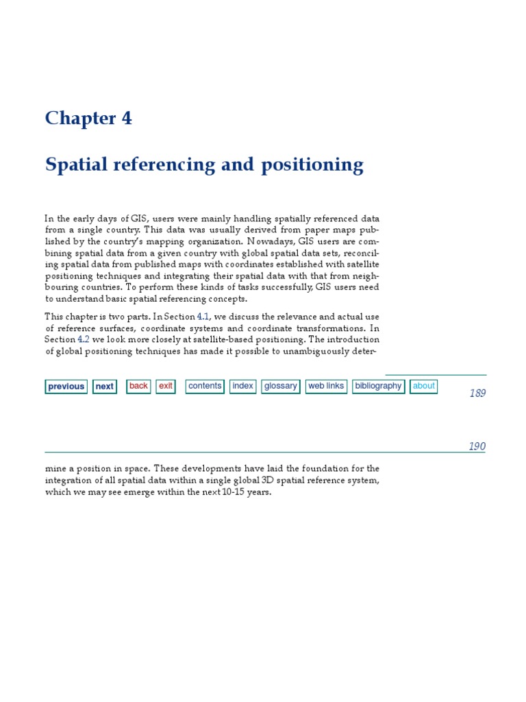 Spatial Referencing and Positioning: Back Exit | PDF | Latitude | Geodesy