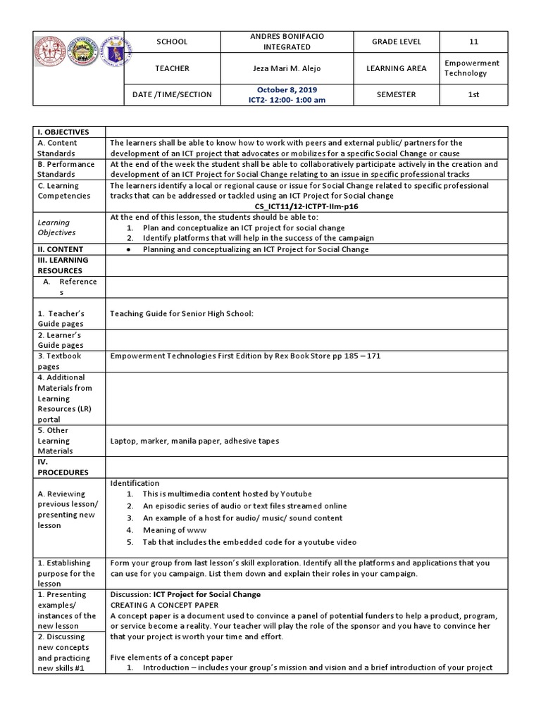 Empowerment Lesson Plan ICT Project For Social Change | PDF ...