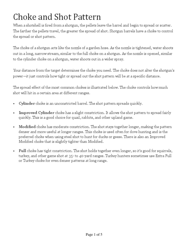 Chokes and Shot Pattern | PDF | Shotgun | Projectiles