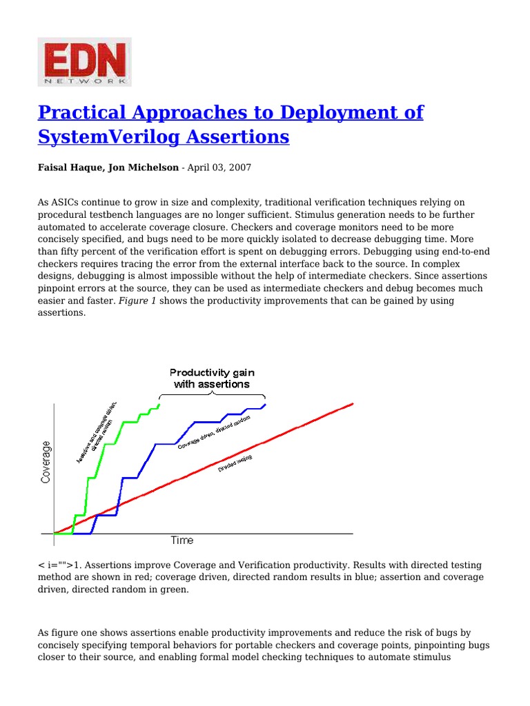 Practical Approaches To Deployment Of Systemverilog Assertions Pdf Formal Verification