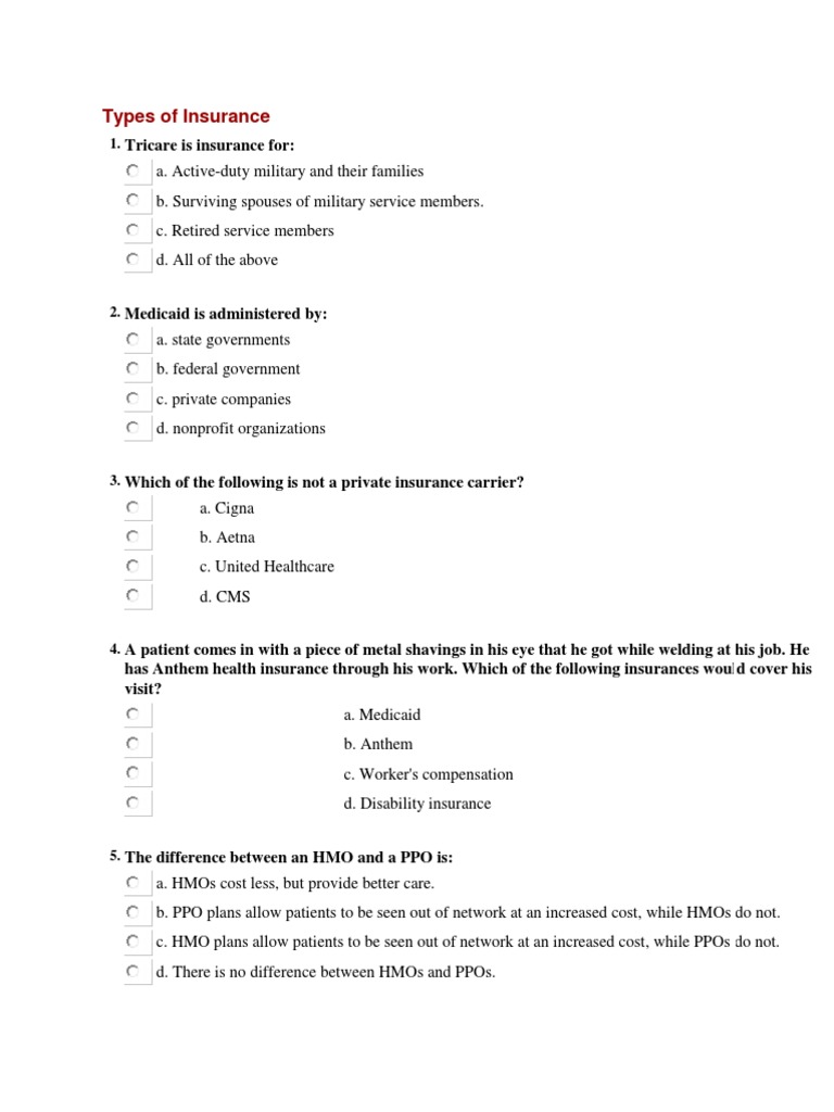 Medical Billing Questions 1 | PDF | Health Maintenance Organization ...