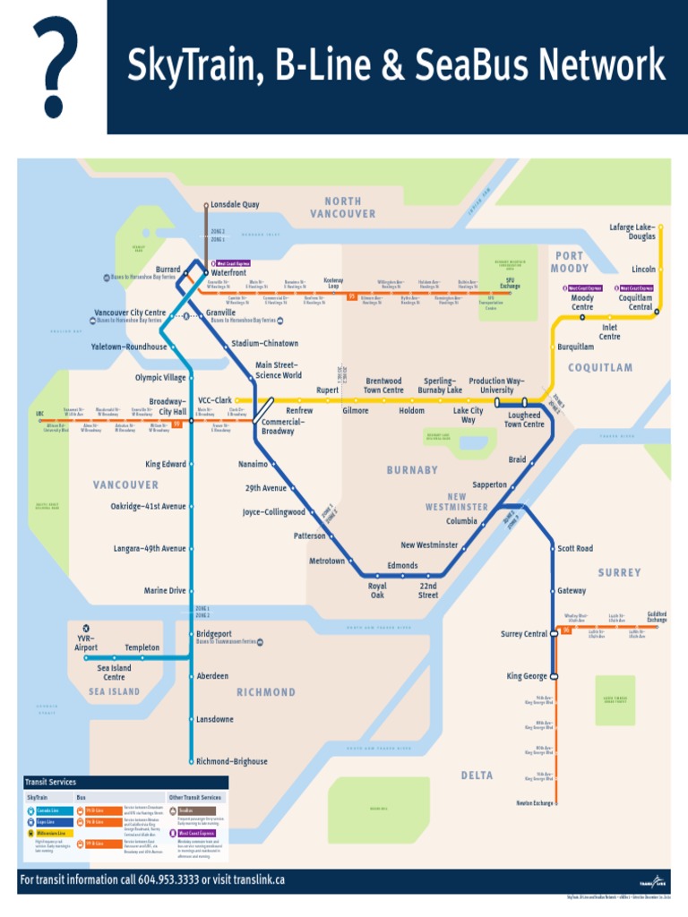 Vancouver SkyTrain and SeaBus Map | PDF | Bus Transport | Rapid Transit