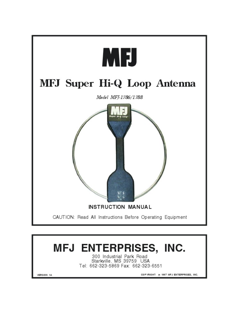 MFJ Super Hi-Q Loop Antenna | PDF | Antenna (Radio) | Coaxial Cable