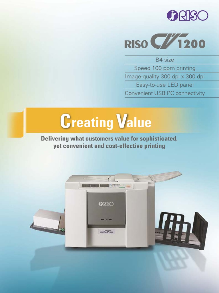 Riso Didigital Duplicator CV 1200 | PDF