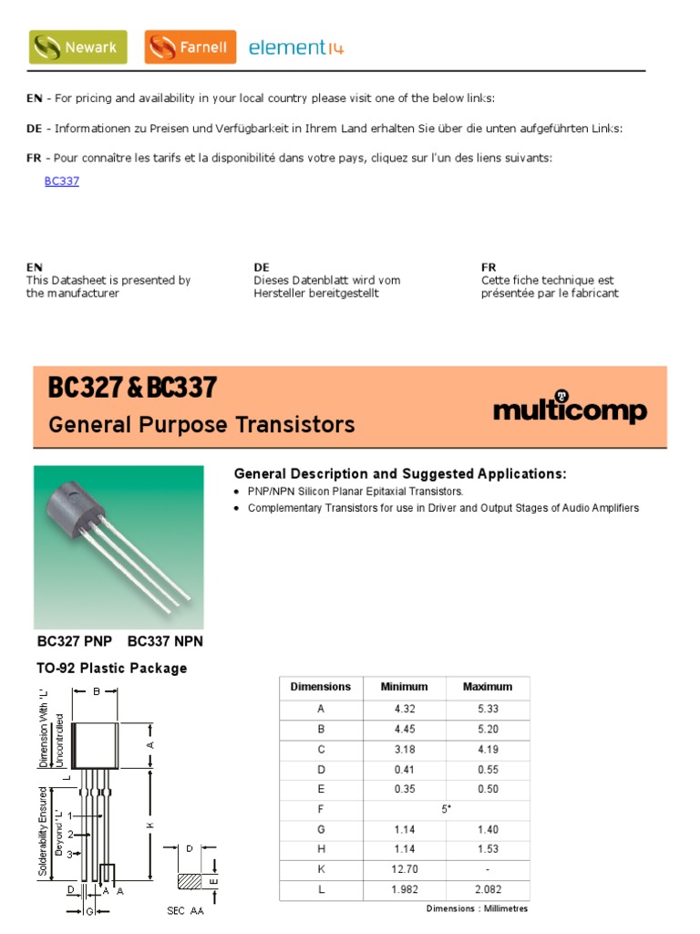This Datasheet Is Presented by The Manufacturer Dieses Datenblatt Wird ...