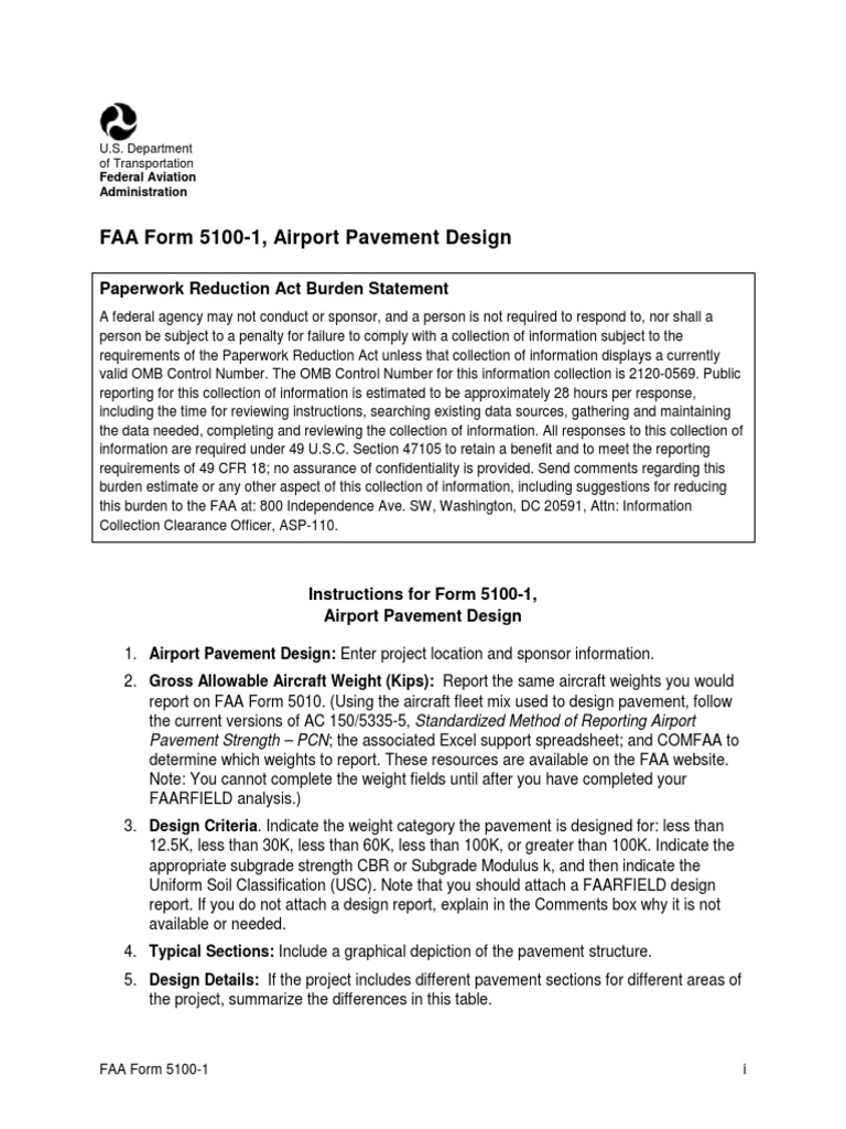Faa Form 5100 1 Airport Pavement Design | PDF | Federal Aviation ...