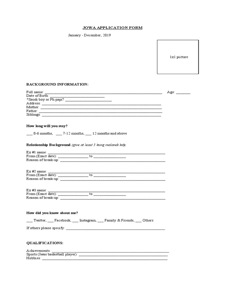 Jowa Application Form 2 | PDF | Business