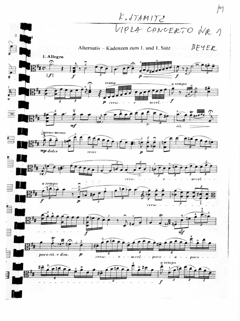 1 - 1 - Stamitz - Viola Concerto - Kadenzen PDF | PDF