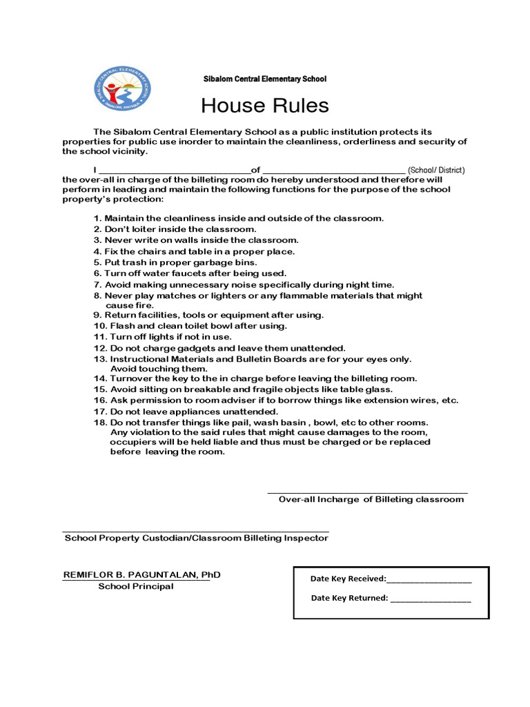 House Rules: Sibalom Central Elementary School | PDF