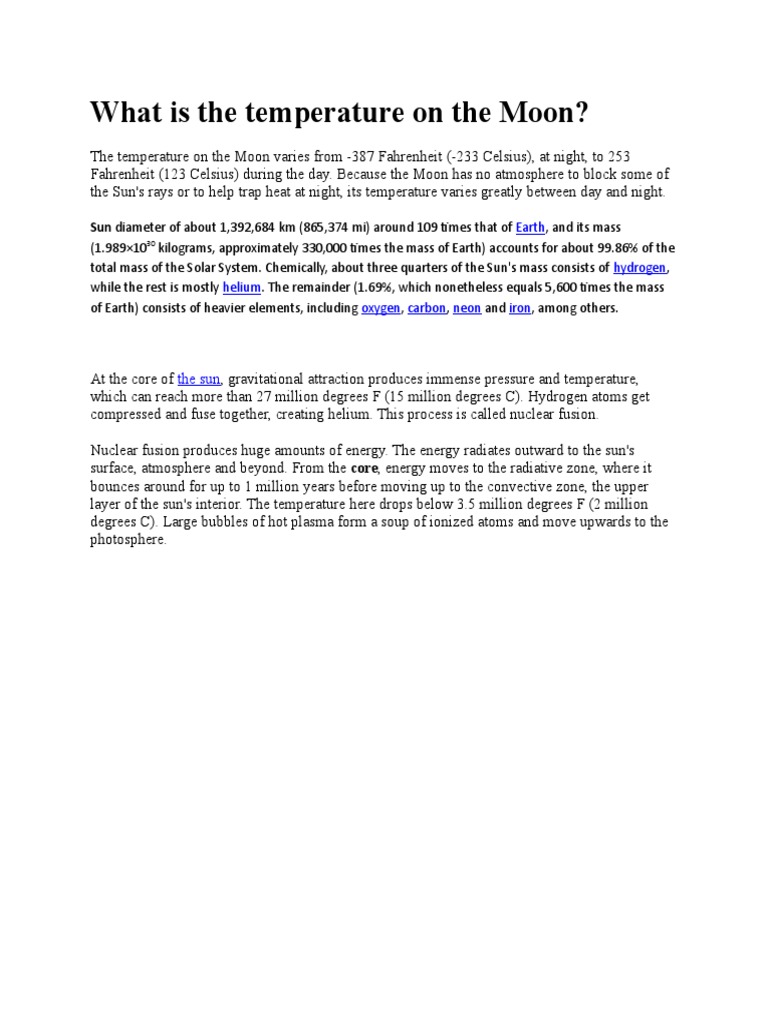 What Is The Temperature On The Moon | PDF