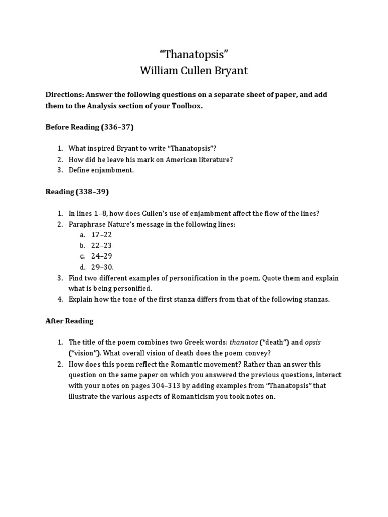 Thanatopsis | PDF