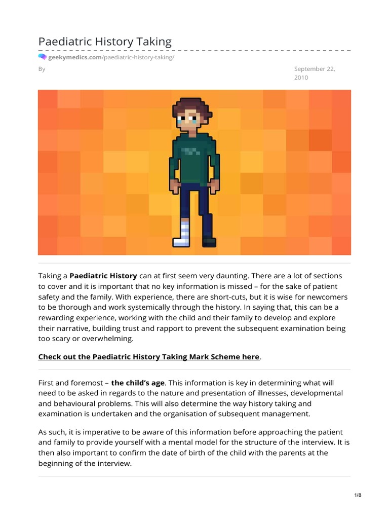 Paediatric History Taking | PDF | Caregiver | Childbirth