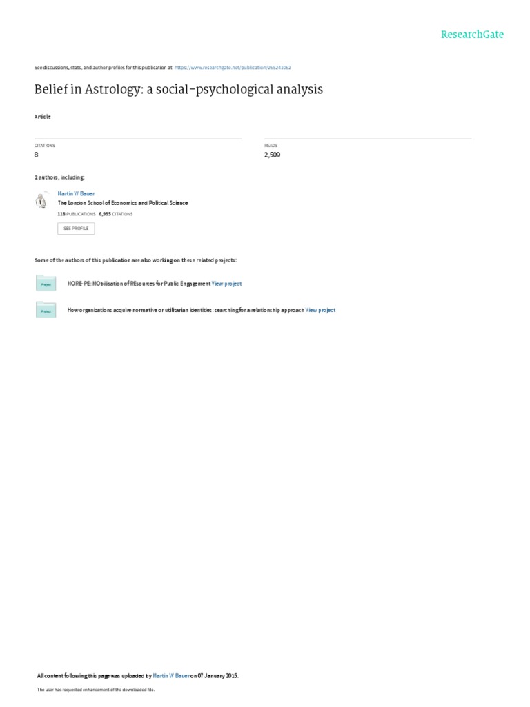 Belief in Astrology A Social-Psychological Analysis | PDF | Astrology ...