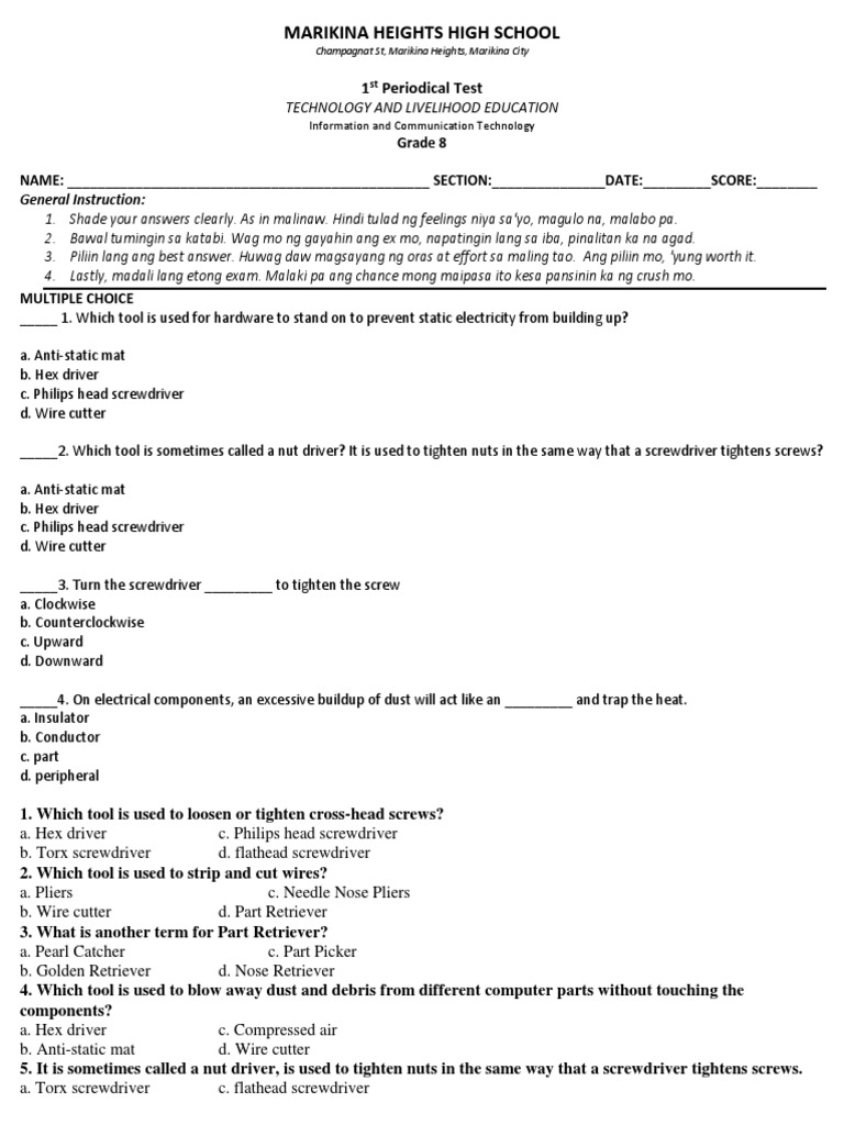 Grade 8 ICT 1st Quarter Exam Guide | PDF | Computer Data Storage ...