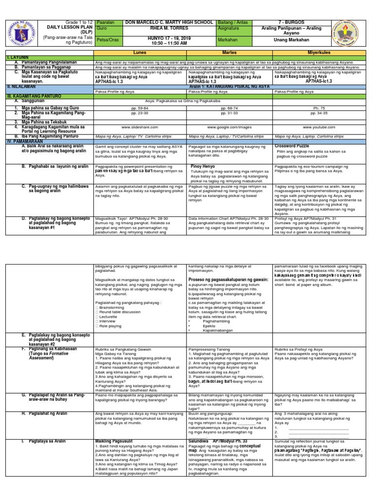 AP 7 DLL 1st Quarter Week 3 | PDF