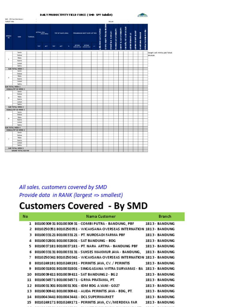 Data Template SMD 2018 - Monthly Report | PDF